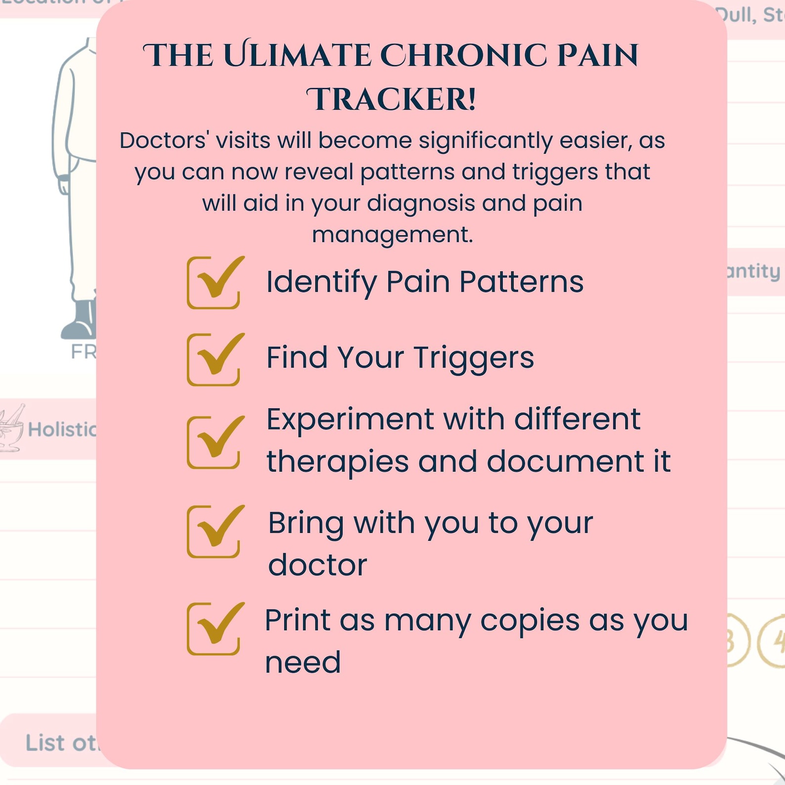 Printable Daily Health Log & Chronic Pain Tracker | Track Medical and ...