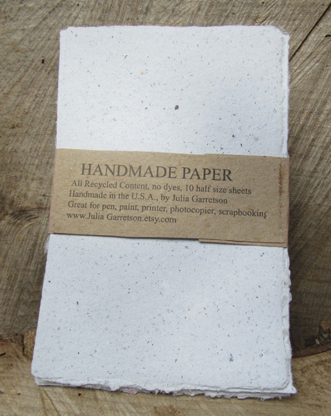 Handmade White Junk Mail Paper: Speckled Recycled Stationery (8.5x5.5 ...
