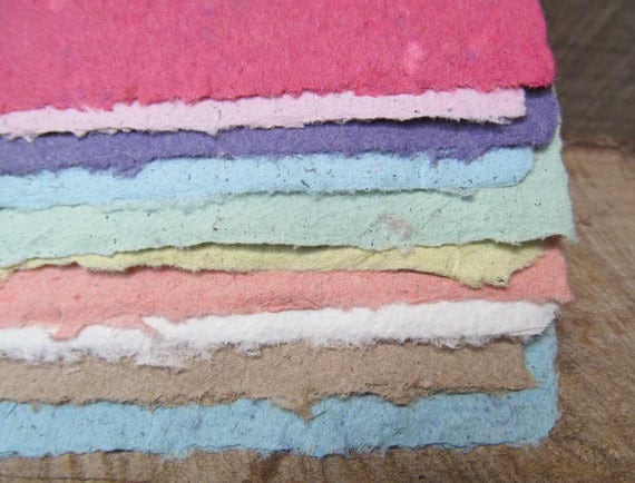 Upcycled Handmade Paper From Recycled Materials. Eco- Friendly, Mixed ...