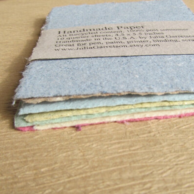 Handmade Paper From Recycled Materials - Small Packet Free Shipping - Etsy