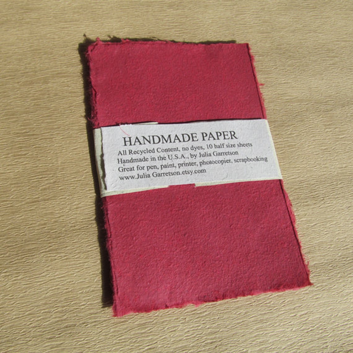 Handmade Paper From Upcycled Red Cotton T-shirts, No Dyes or Additives ...