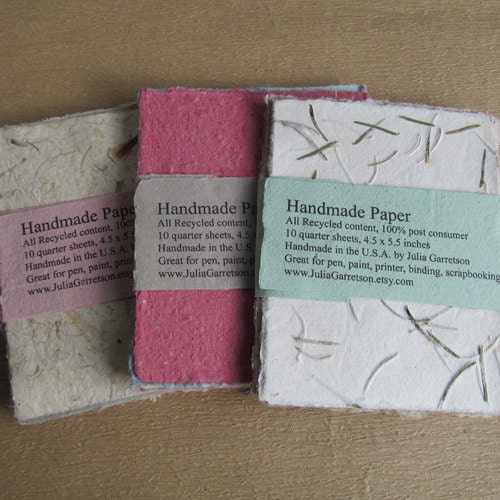 Handmade Paper From Recycled Materials Small Packet Free - Etsy