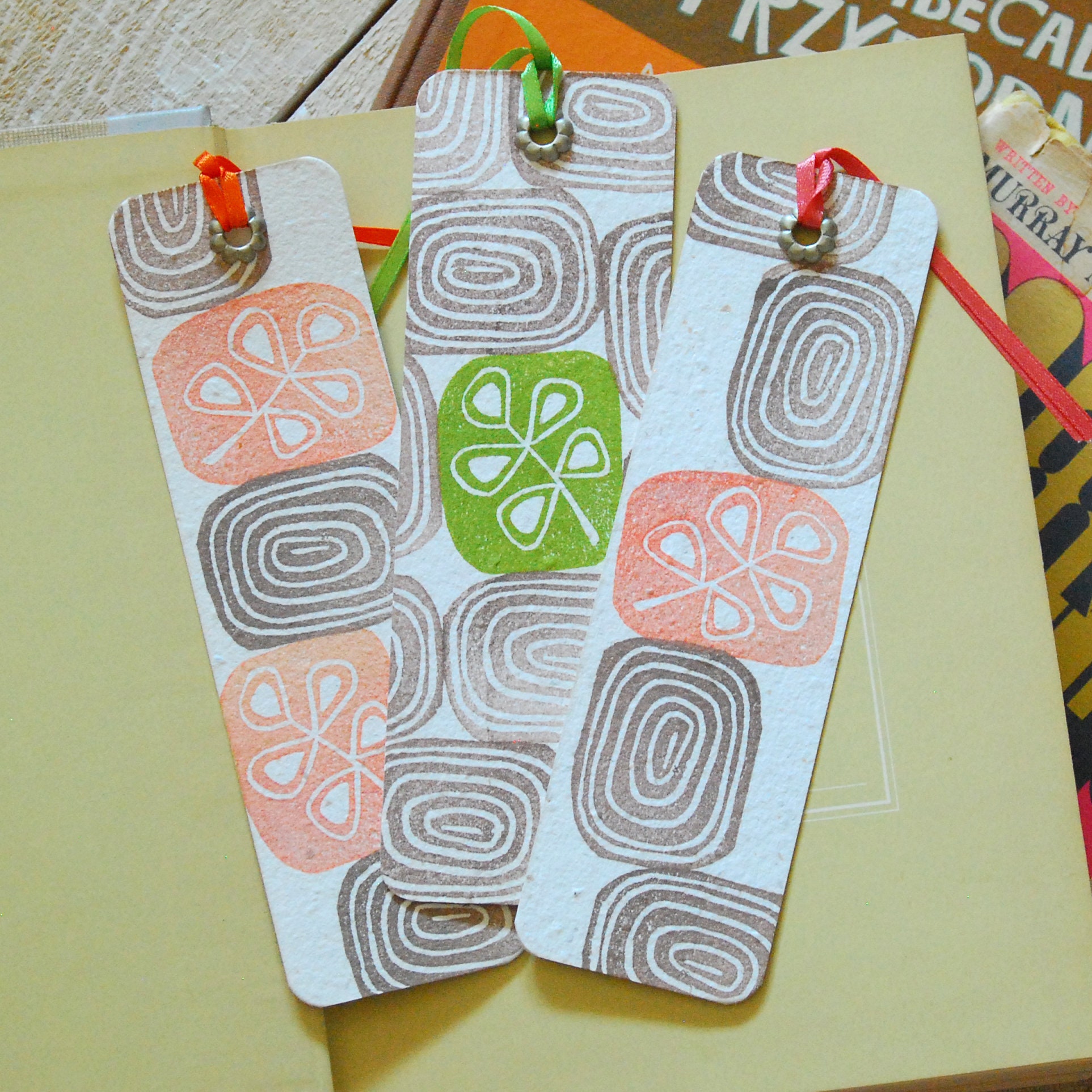 Hand Printed Bookmark Trio - Etsy
