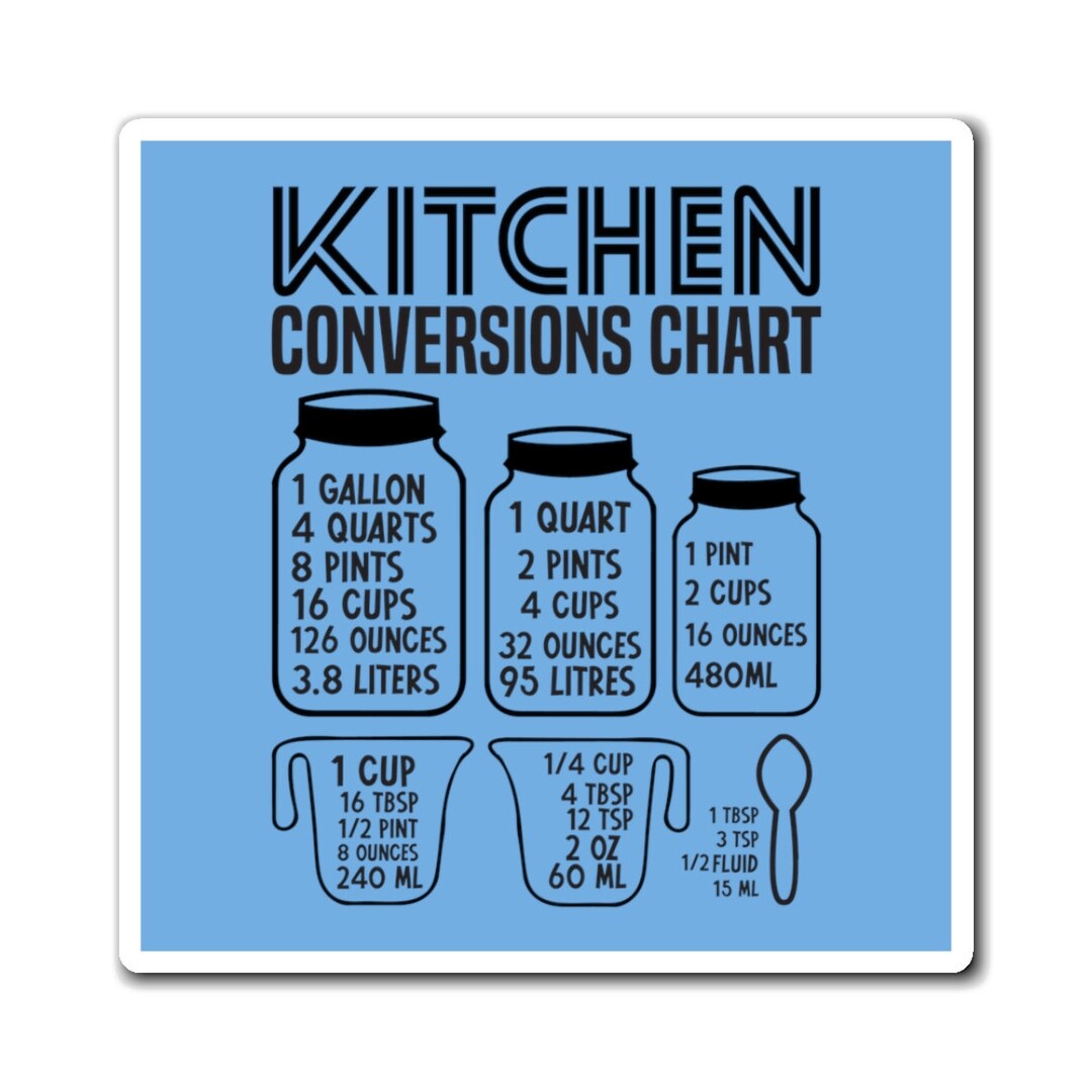 Kitchen Conversion Chart Magnet, Kitchen Conversions, Kitchen ...
