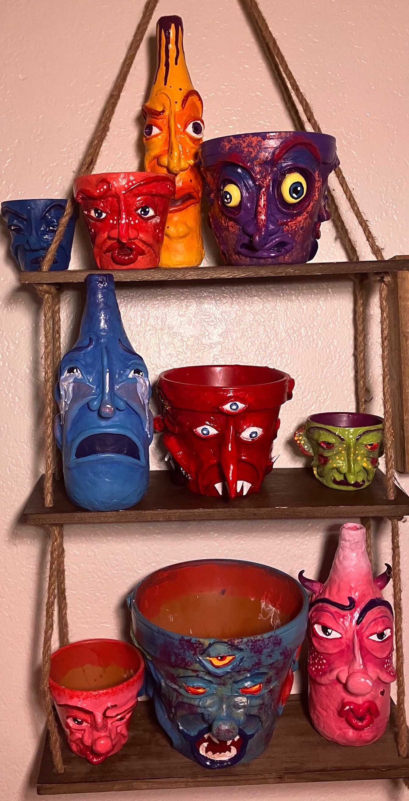 Cute Pink Sculpted Face Pot, 4 Inch Planter Pot, Unique Indoor Planter ...