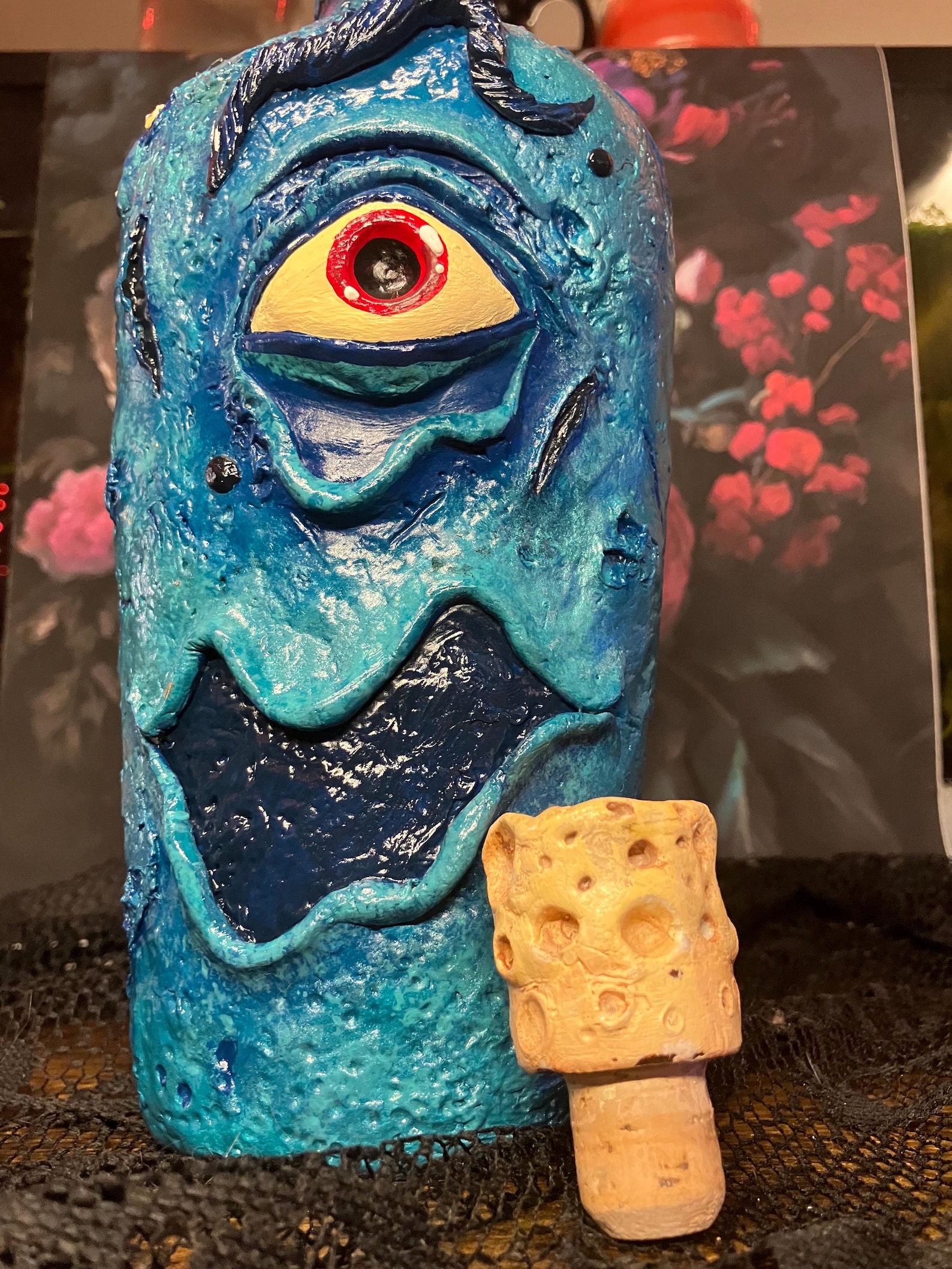 Cyclops Bottle Sculpture: Ocean Monster Clay Art, Eclectic Decor - Etsy