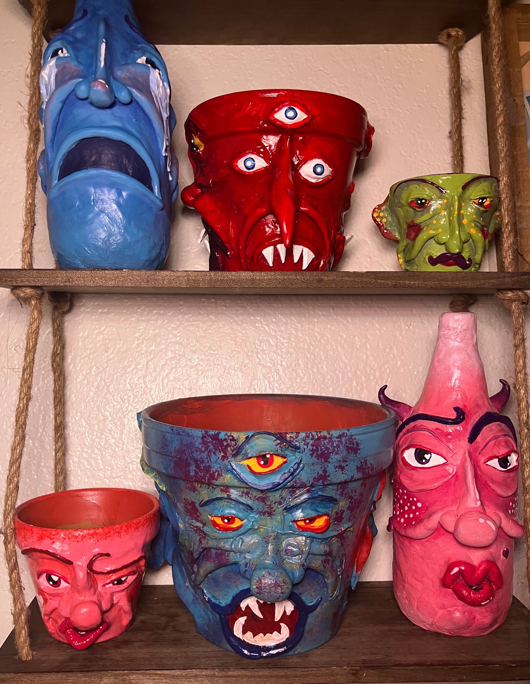 Cute Pink Sculpted Face Pot, 4 Inch Planter Pot, Unique Indoor Planter ...