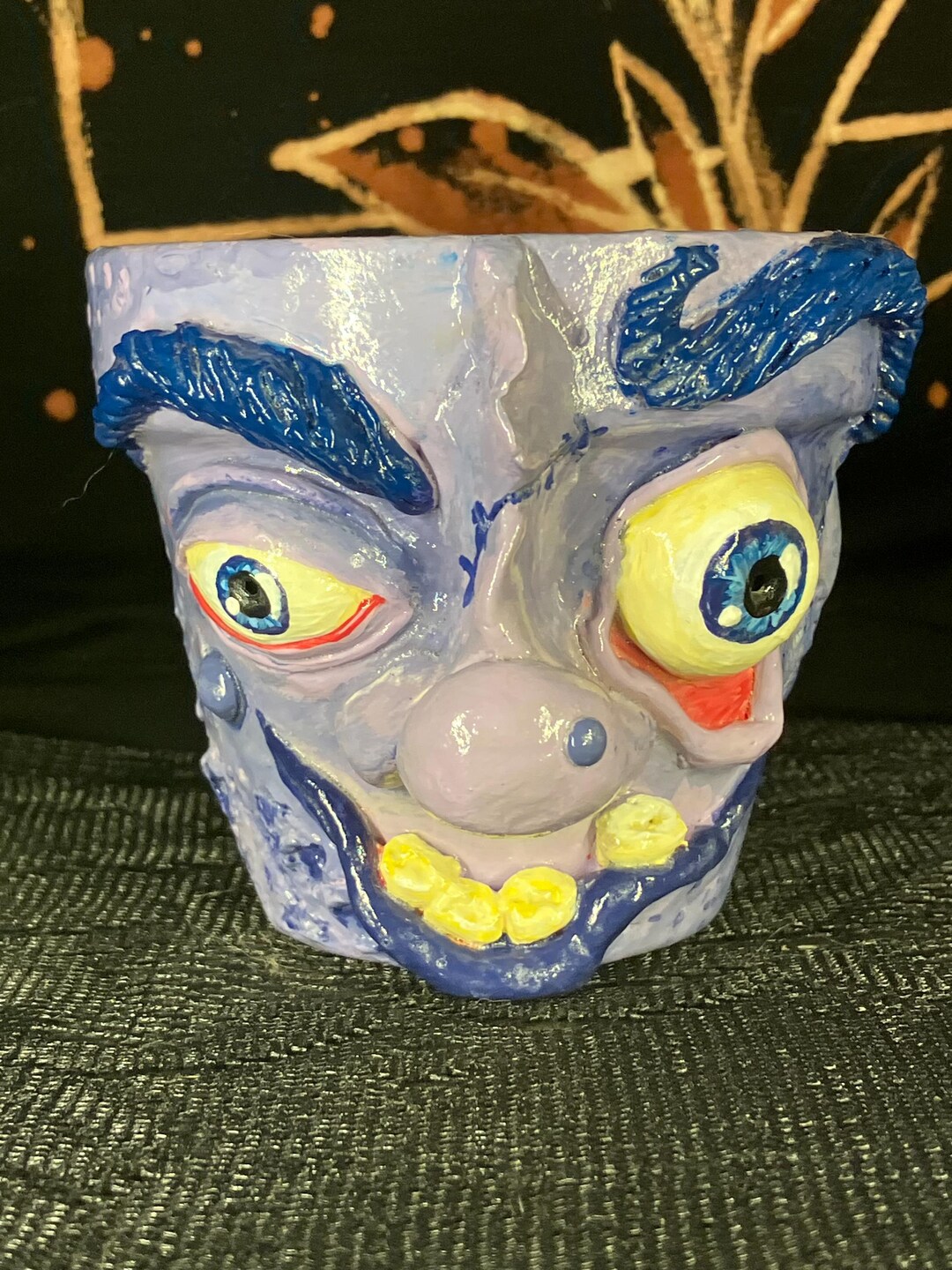 Cute Big Eyed Purple Zombie Monster Themed Terracotta Planter Pot ...