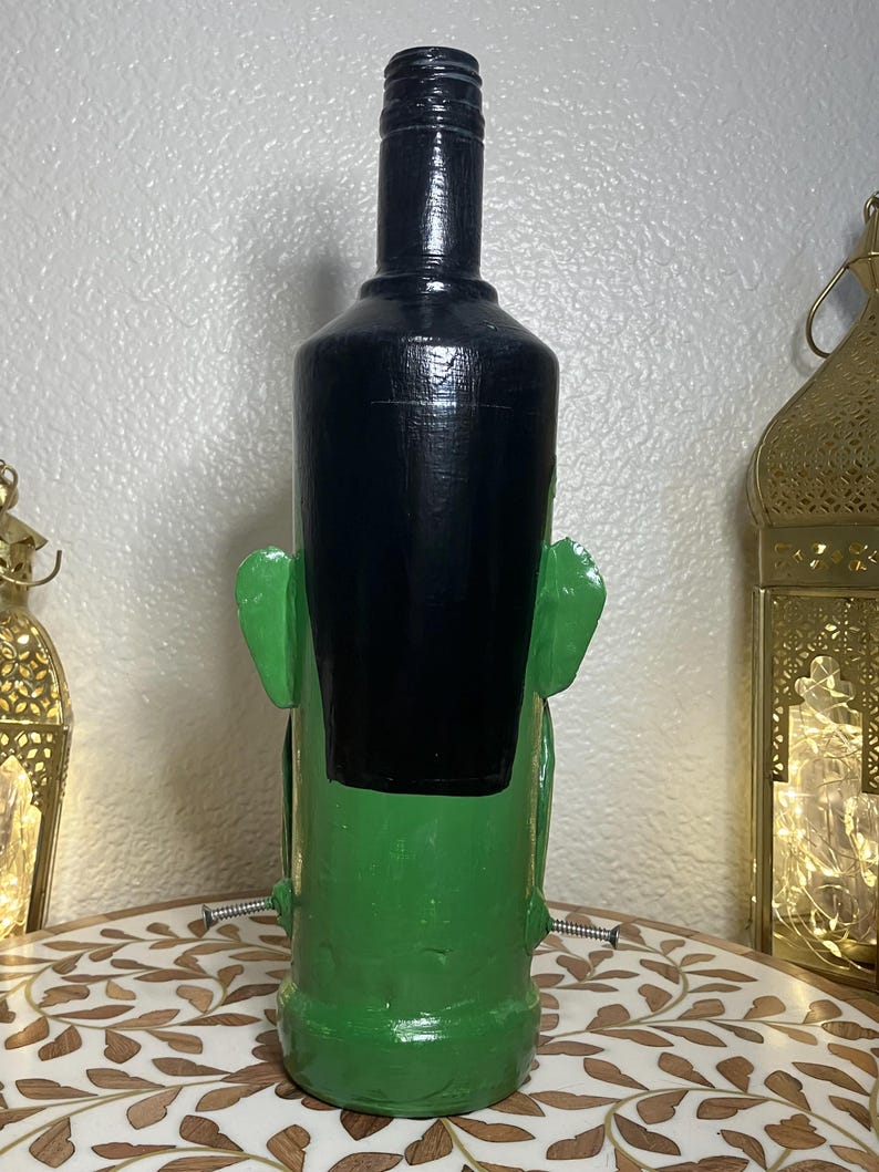 Frankenstein Bottle Art Sculpture: Recycled Tequila Bottle Halloween ...