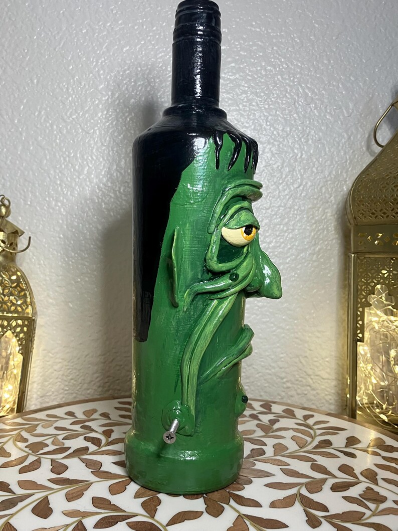 Frankenstein Bottle Art Sculpture: Recycled Tequila Bottle Halloween ...