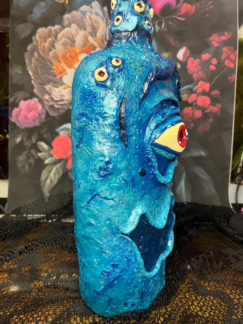Cyclops Bottle Sculpture: Ocean Monster Clay Art, Eclectic Decor - Etsy