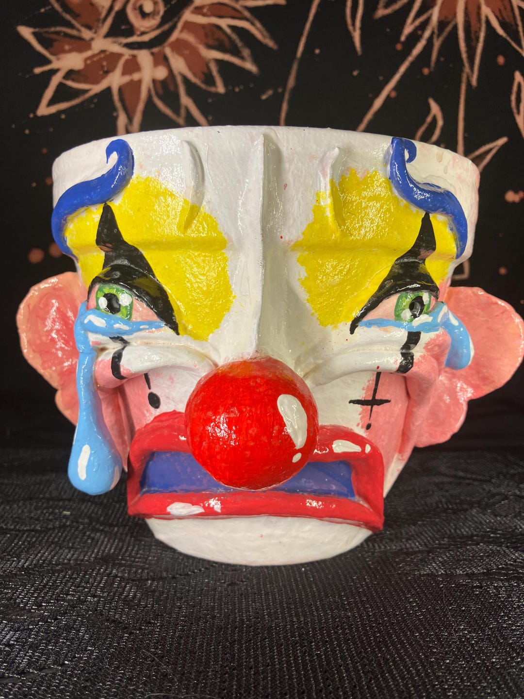 Sad Crying Clown Terracotta Planter Pot, Pop Art Inspired Clown With ...
