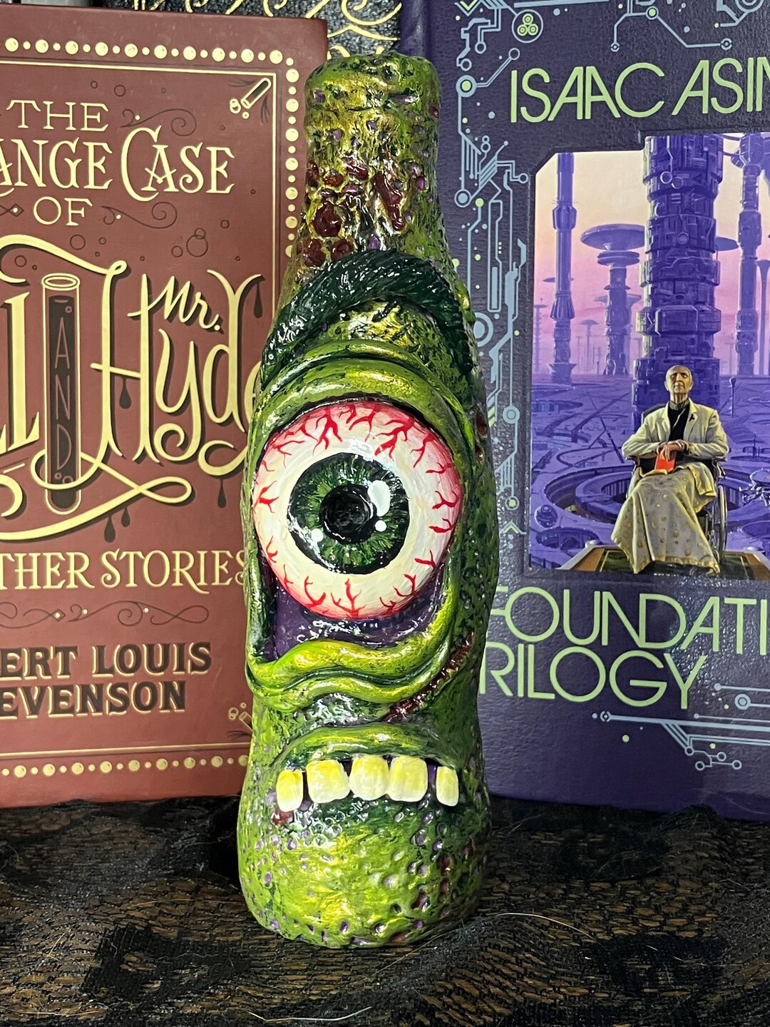 Green Cyclops Horror Monster Clay Sculpture Art Piece, Hand Painted ...