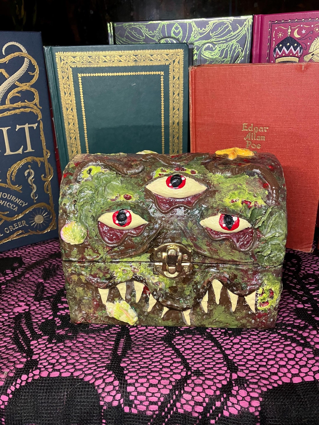 Sea Monster Treasure Chest Sculpture, Clay Upcycled Sea Chest, Pirate ...