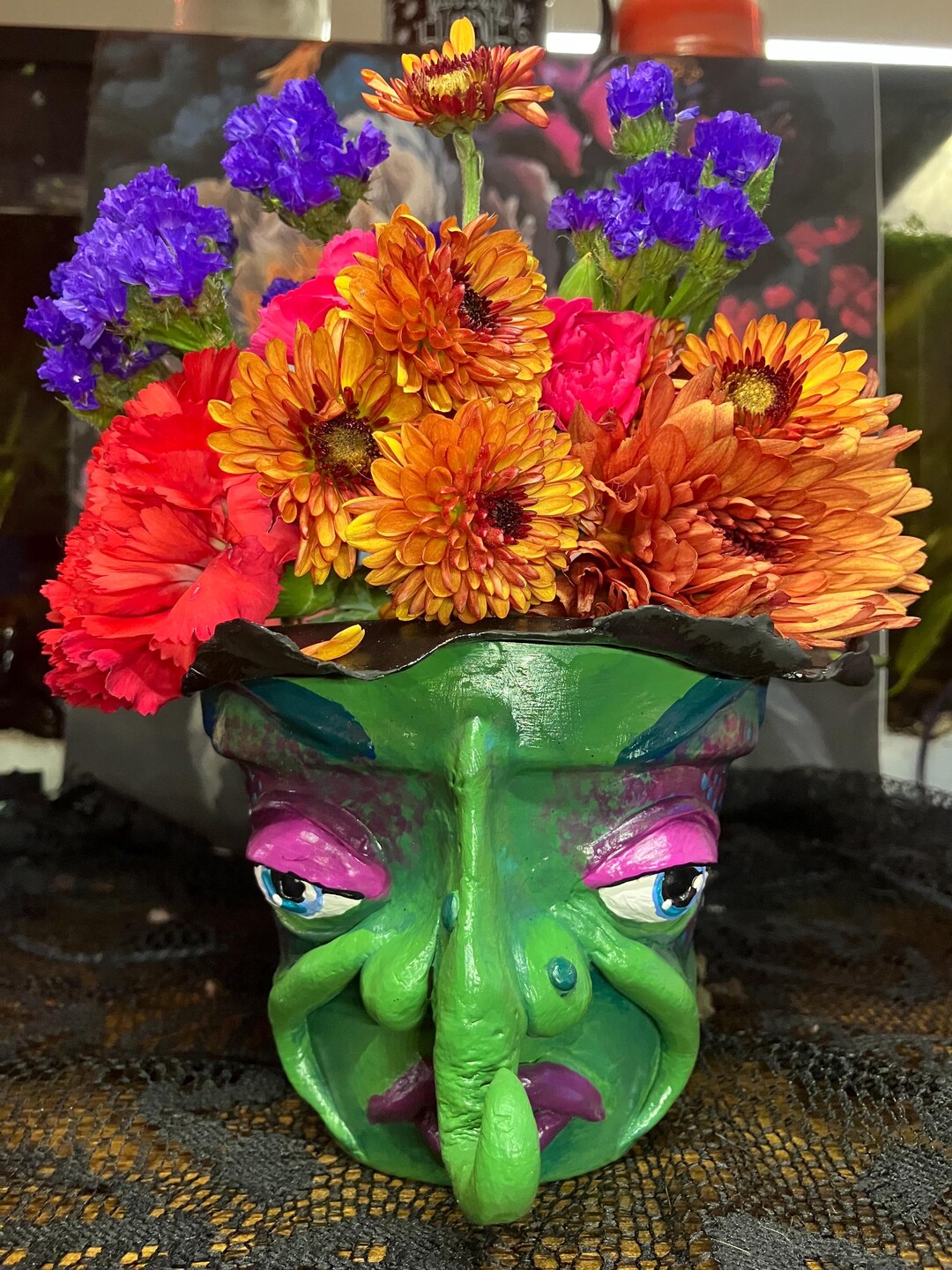 Classic Witch Planter Pot, Baba Yaga Green Witch Pot, Witch Pot With ...