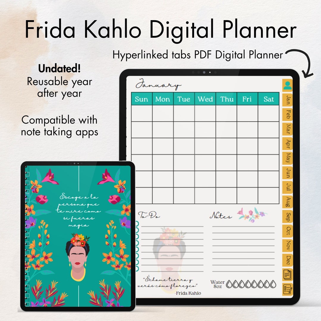 Frida Kahlo Digital Planner PORTRAIT Digital Planner, Goodnotes Planner ...