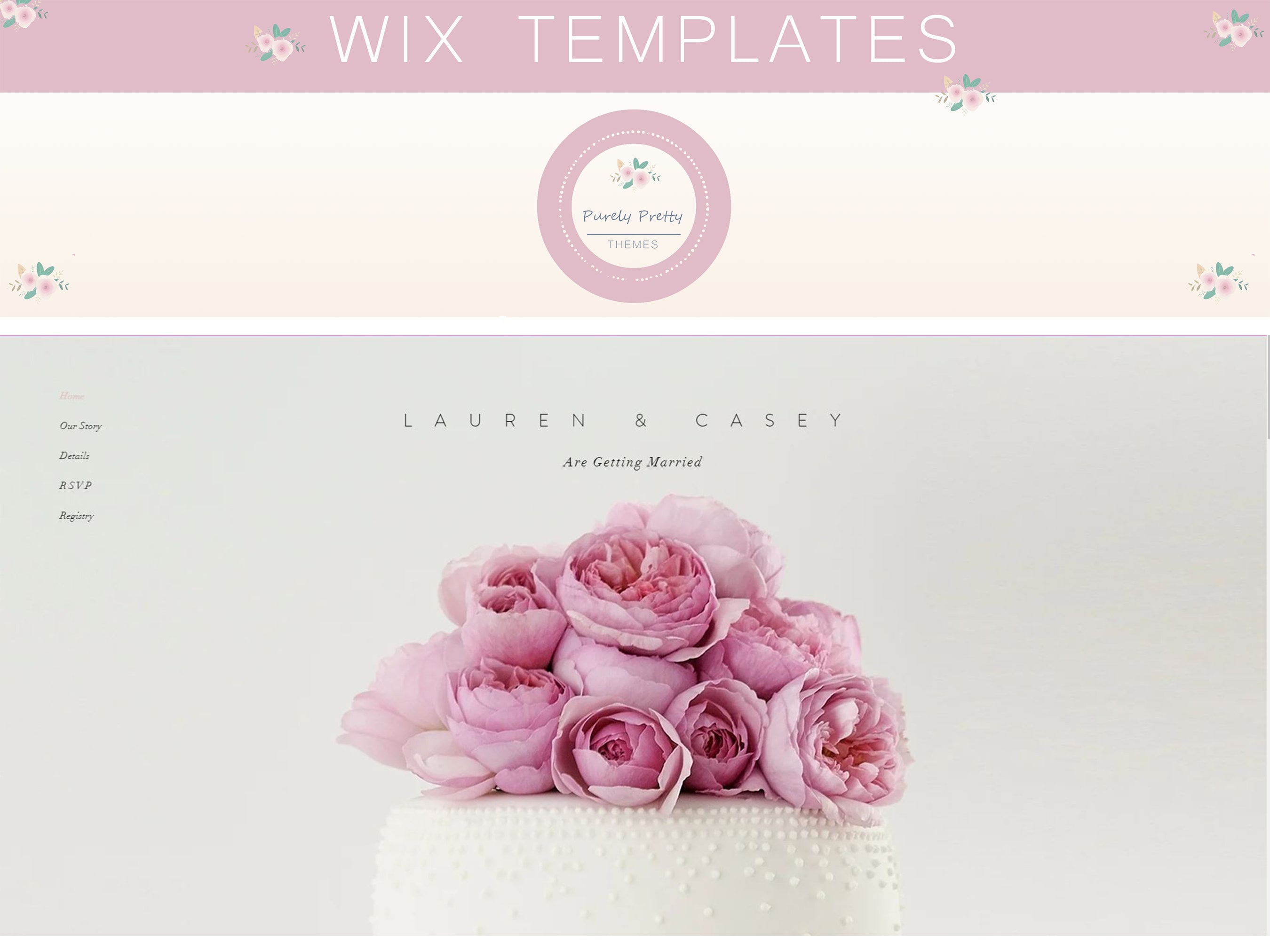 WIX Template Website Design Pretty WIX Wedding Theme Feminine Wix ...