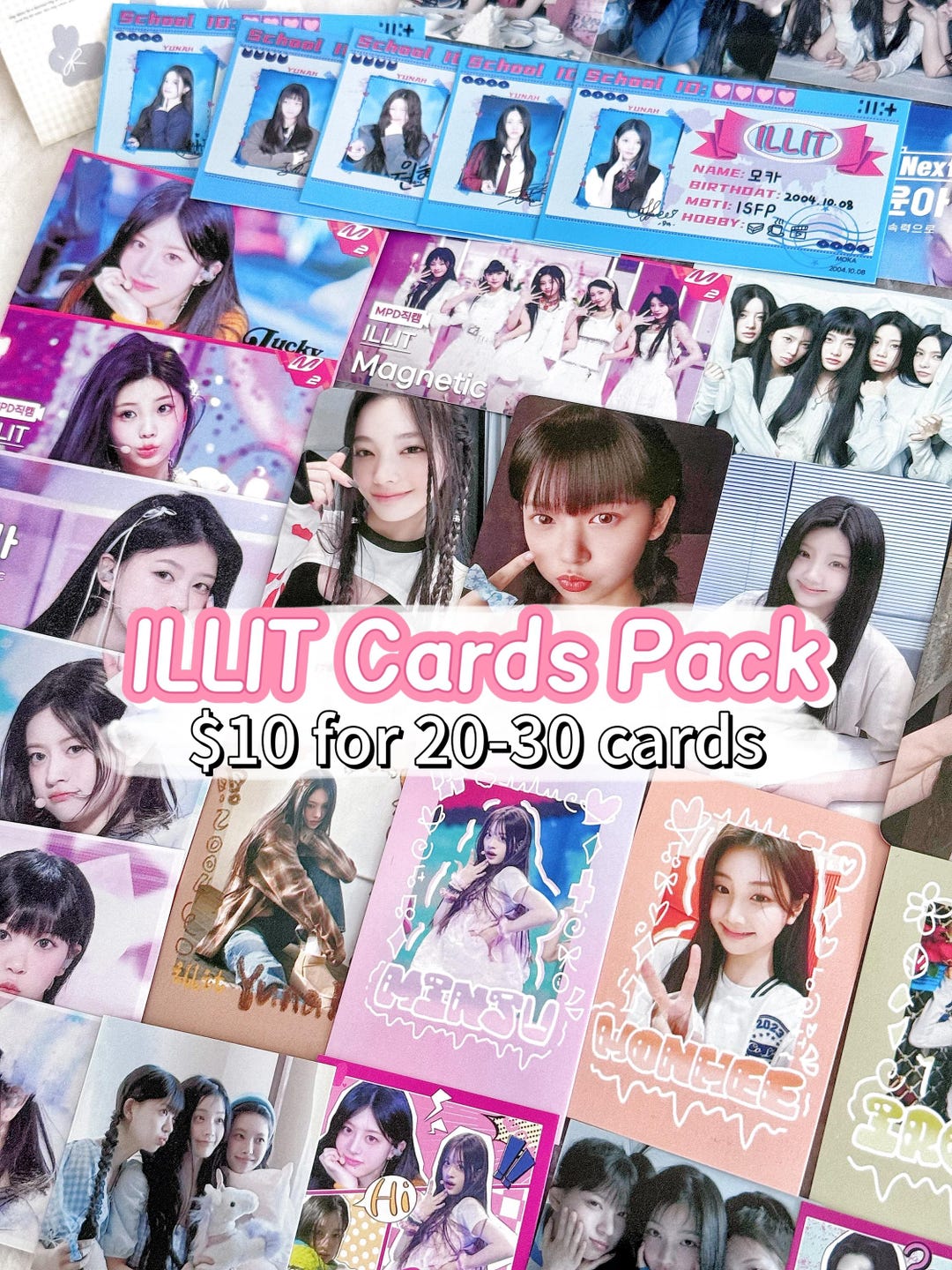 Illit Cards Pack Lomos Polaroid Face Cam Cards Photocards K-pop Fanmade Merch MOKA Minju Wonhee ...