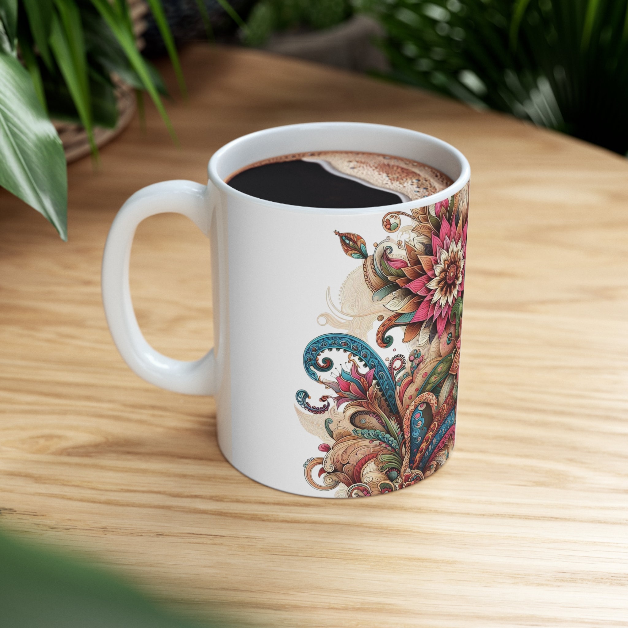Large Floral Design Mug Big Flowers Coffee Mug Flower Mug for Mother ...