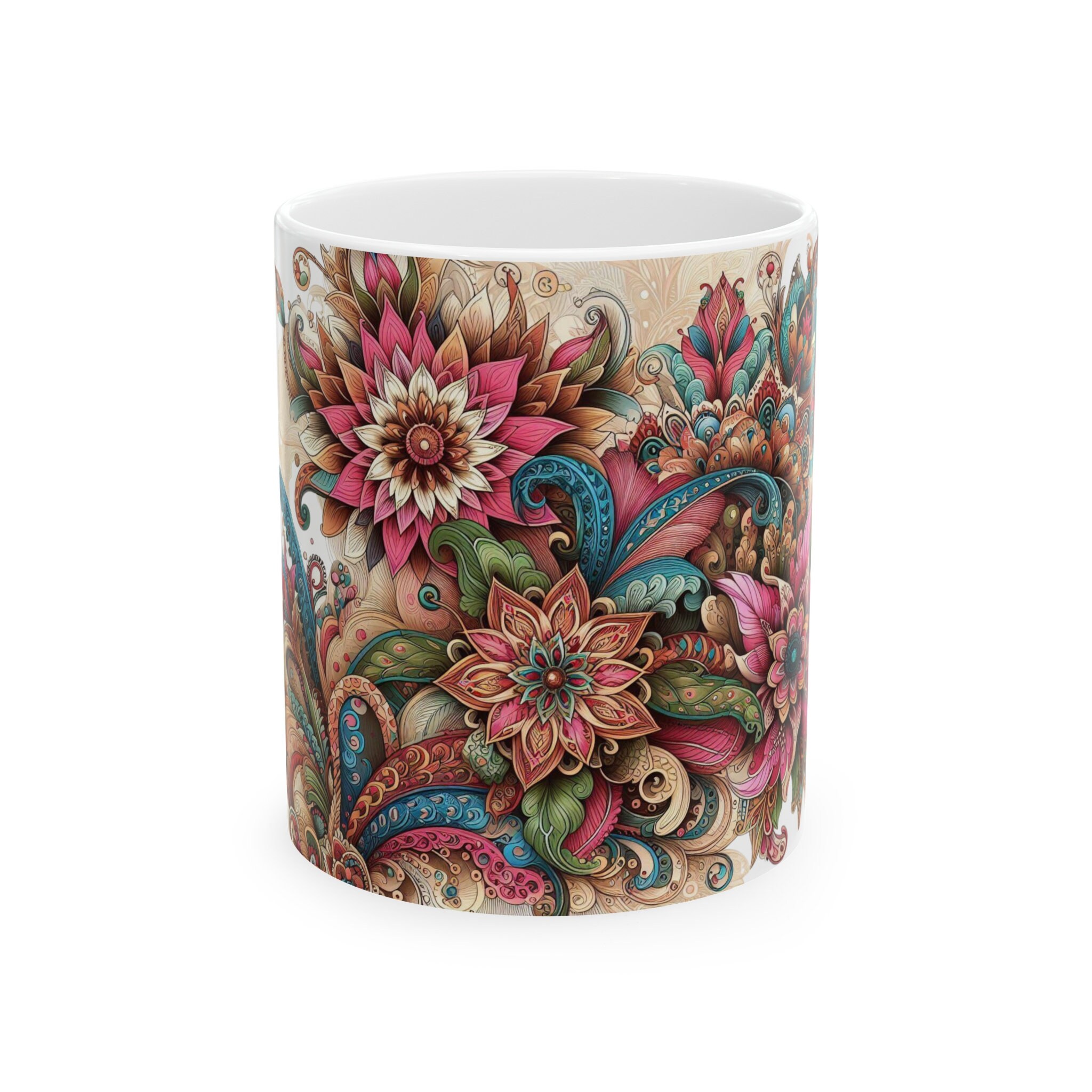 Large Floral Design Mug Big Flowers Coffee Mug Flower Mug for Mother ...