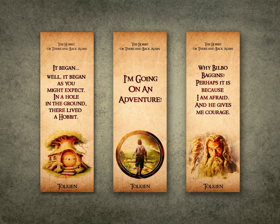 Set of 3 Bookmarks Hobbit Bilbo Baggins Gandalf Digital Printable ...