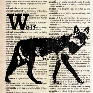 Animal Print on Vintage Dictionary Page - Wolf - Etsy