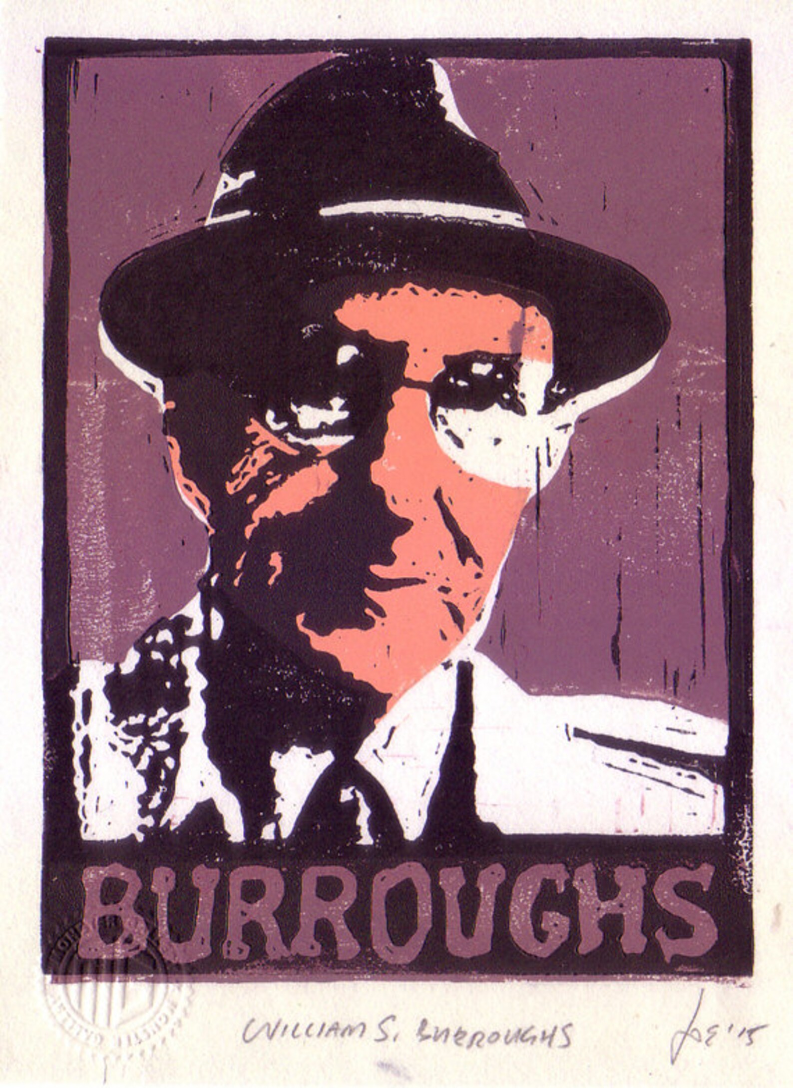 William Burroughs Linocut Print Handpulled - Etsy