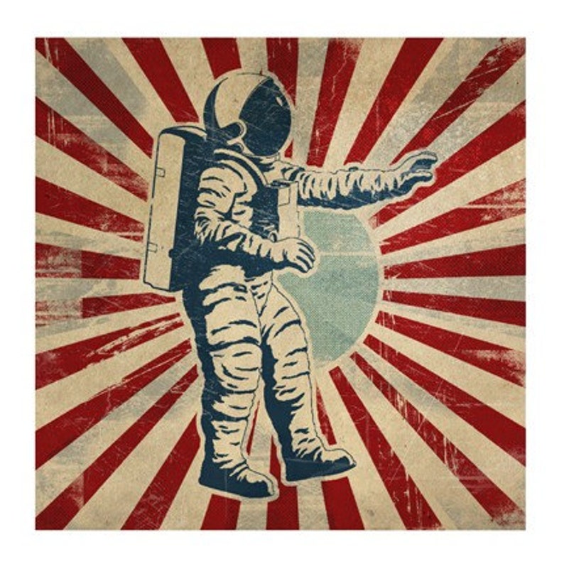 6x6 Retro Spaceman Astronaut Print | Etsy