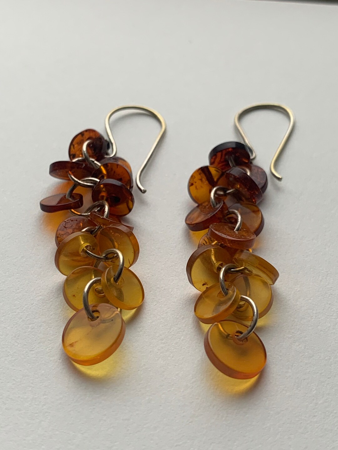Vintage Amber Lucite Disc Cascade Earrings - Etsy