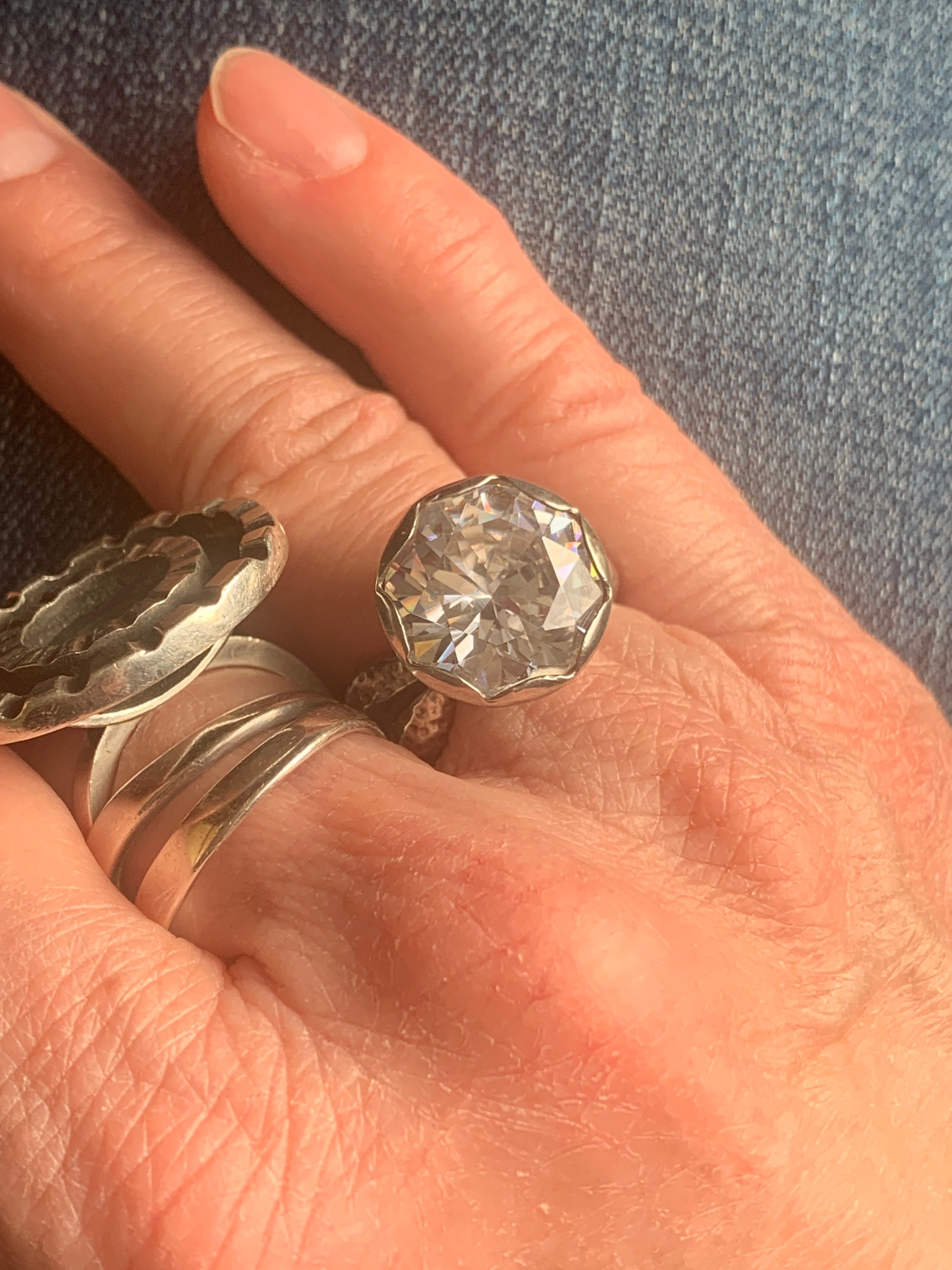 Handmade Vintage Big Crystal Solitaire Sterling Silver Ring - Etsy