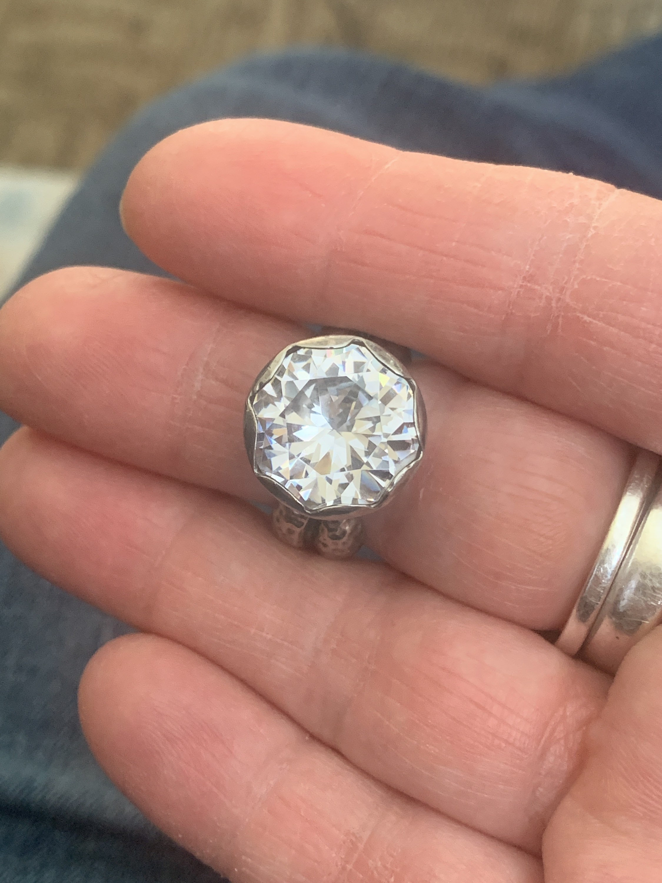 Handmade Vintage Big Crystal Solitaire Sterling Silver Ring - Etsy