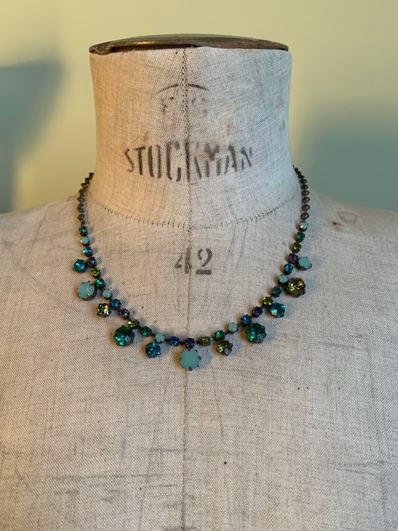 Vintage Avon Rhinestone Necklace Green Blue Azure - Etsy