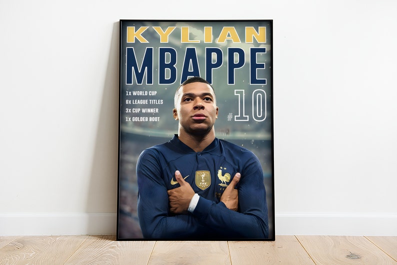 Soccer Wall Art Print | Minimalist Mbappe Wall Art | Soccer Art ...