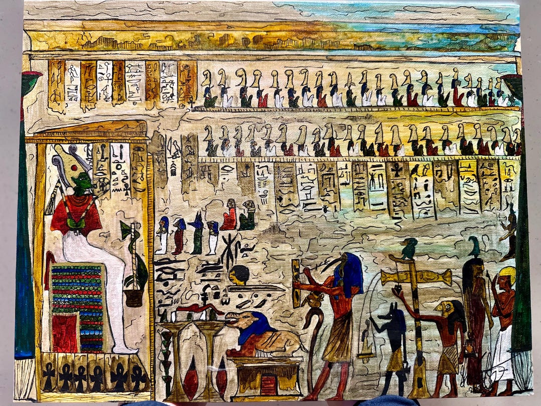 Egyptian Book of the Dead Art, Osiris Myth Canvas Painting - Etsy