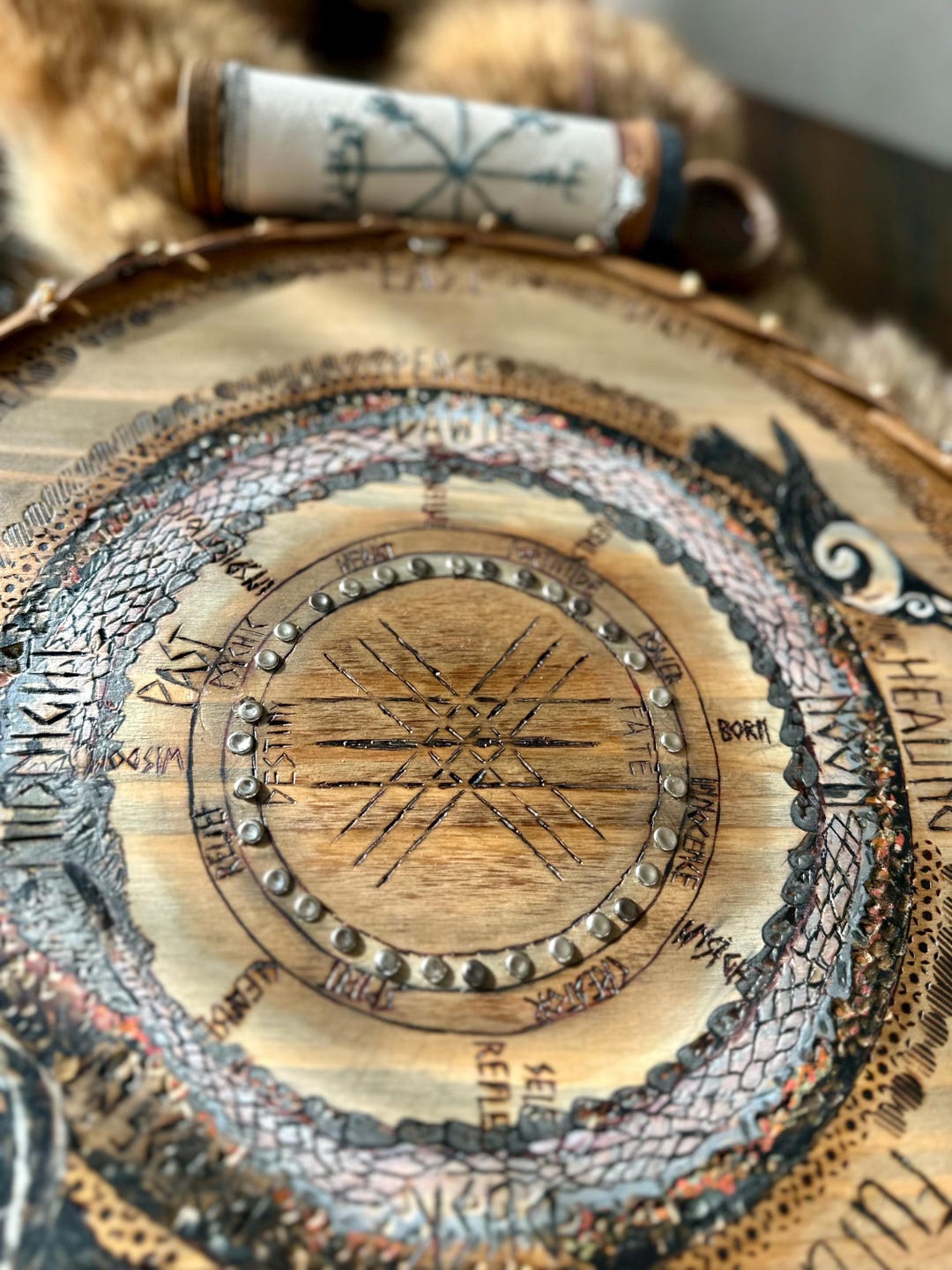 Ancient Viking Rune Board With Natural Rock Runestones Handcrafted ...