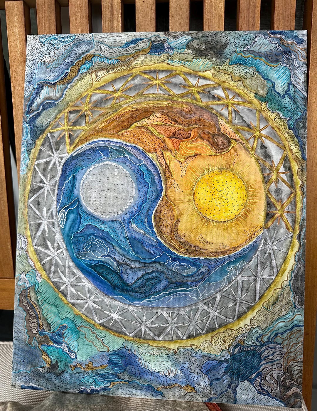Yin and Yang Sun and Moon Original Art Unique Canvas Board Artwork ...