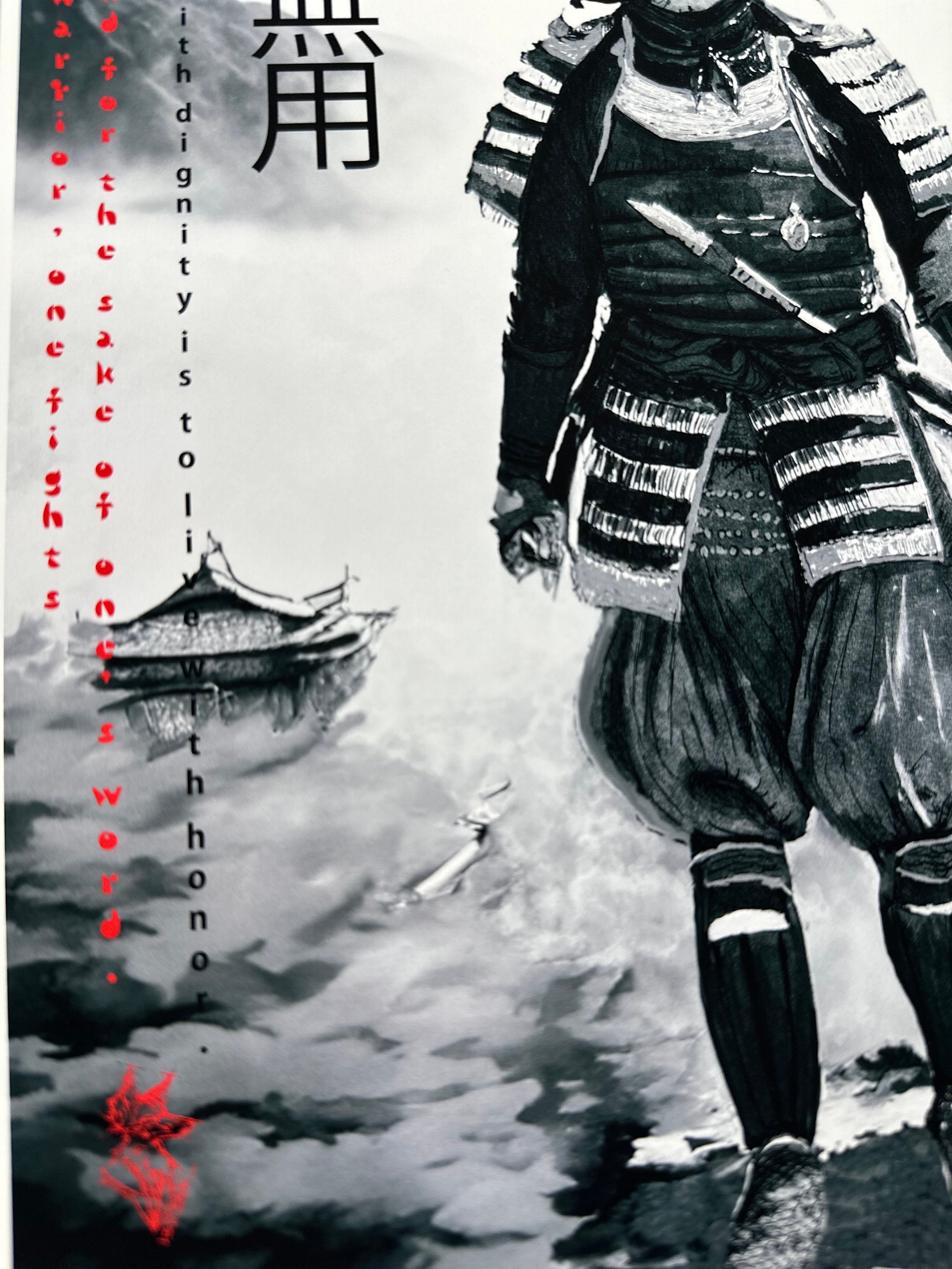 Samurai Traditional Japanese Style Poster Samurai Sayings Quotes Art ...