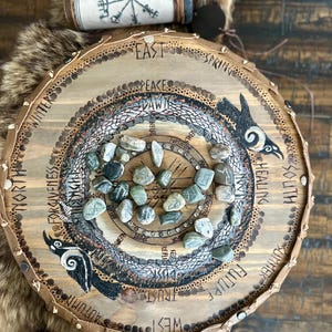 Ancient Viking Rune Board With Natural Rock Runestones Handcrafted ...