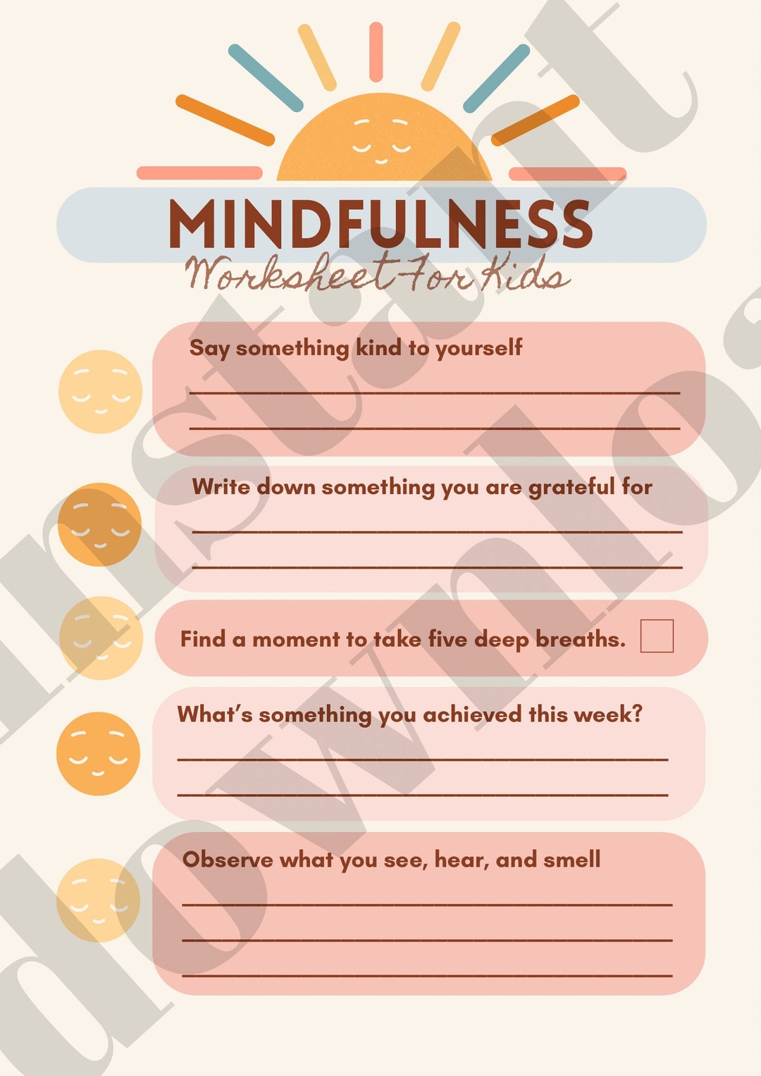 Mindfulness Printable for Kids Emotion Regulation, Feelings Homeschool ...