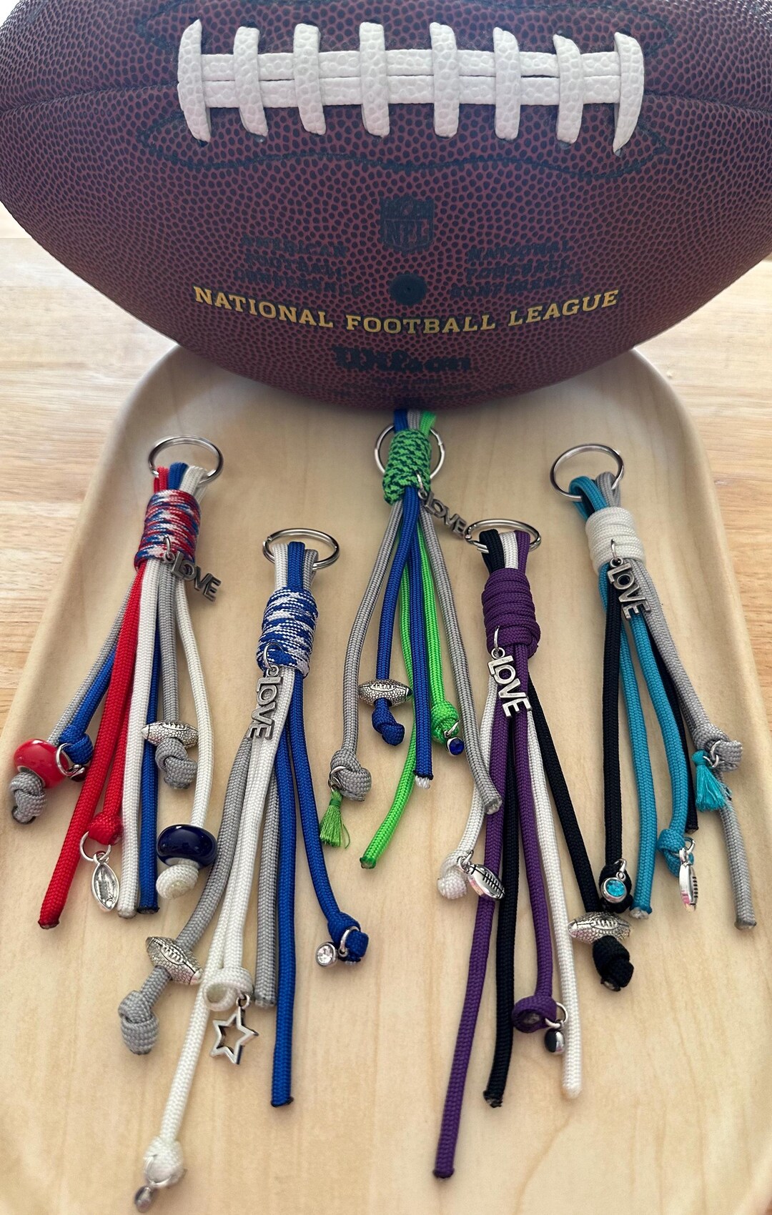 Paracord Football Bag Charm: NFL Team Colors, Backpack Keychain - Etsy