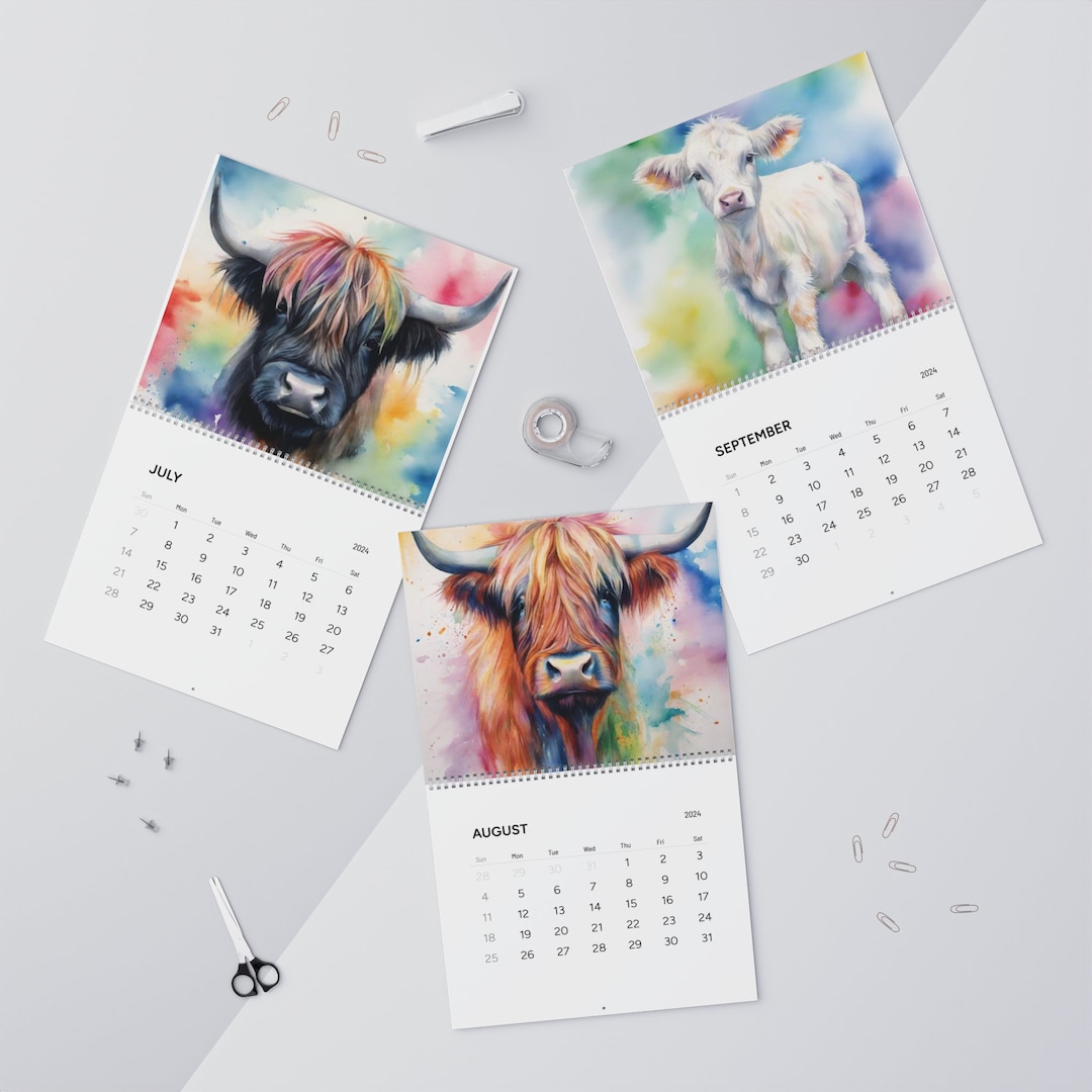 Highland Cow Wall Calendars 2024 - Etsy