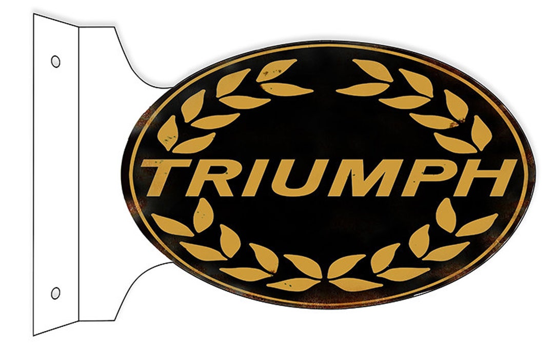 Triumph Motorcycles With Gold Filigree Double Sided Flange Sign. 1218 ...