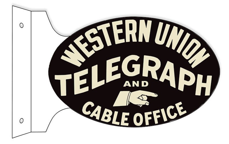 Western Union Telegraph Flange Oval Reproduction Sign 12×18 - Etsy