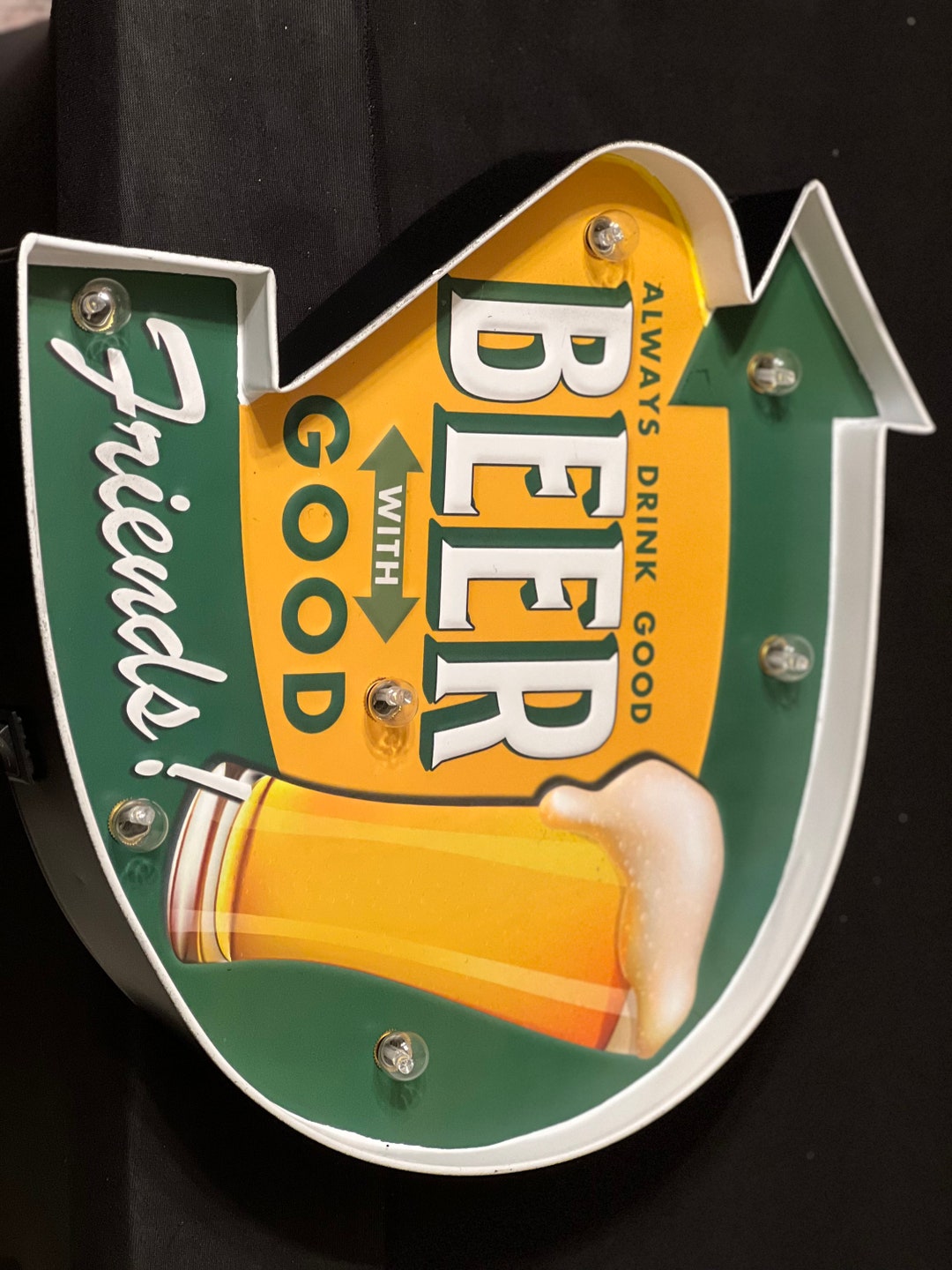 Beer Lighted Sign Led Neon 12.4 in by 12.99 in Ventage Retro Man Cave ...