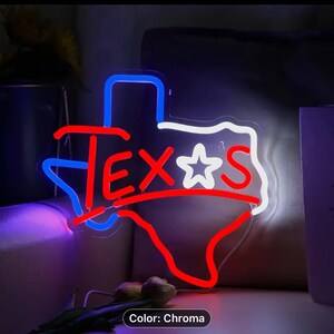 1pc USB Texas LED Neon Sign, Room Decoration Light, Dimmable Lone Star ...