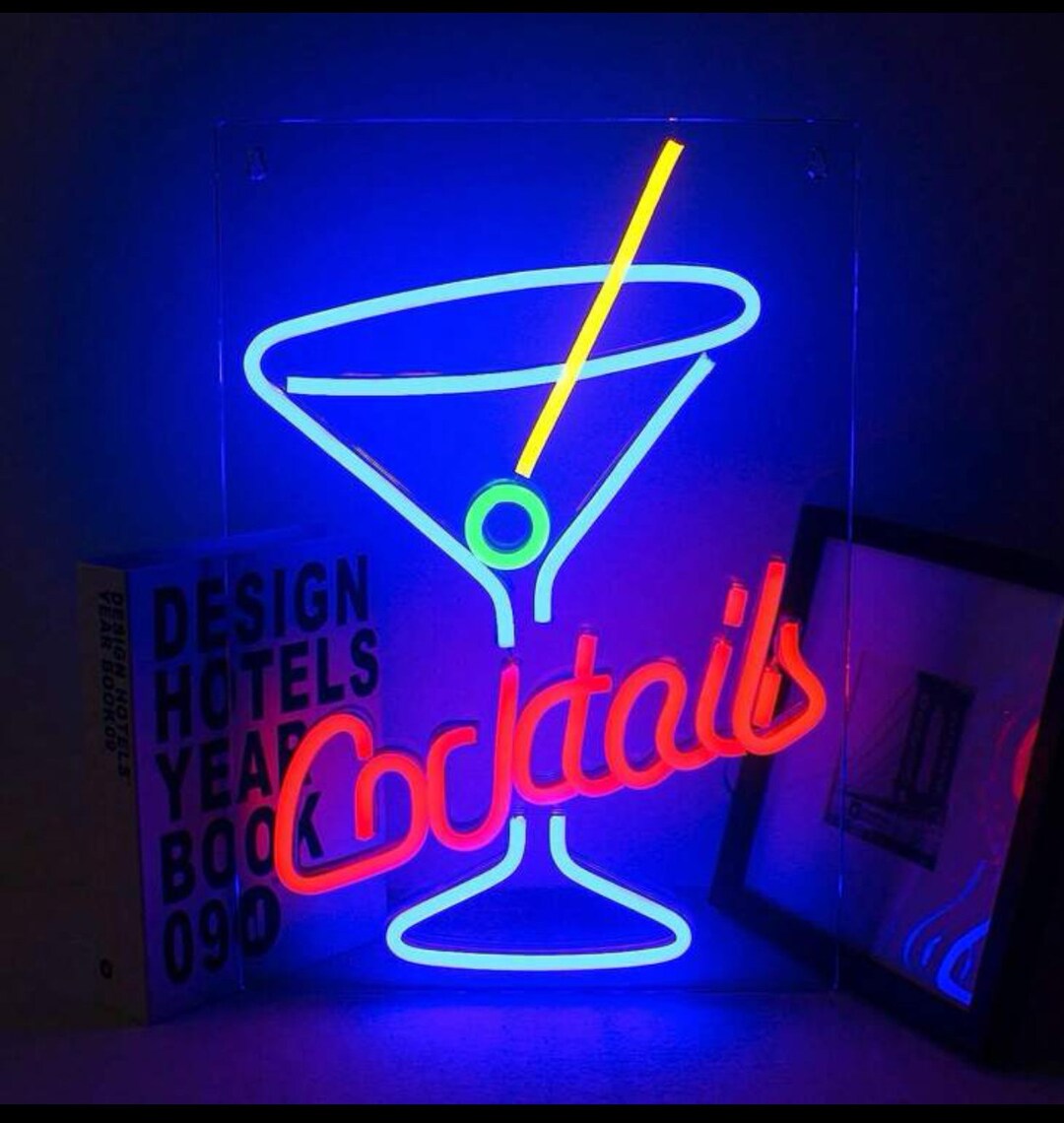 Cocktails Neon Signs for Wall Decor, Dimmable LED Martini Neon Sign ...