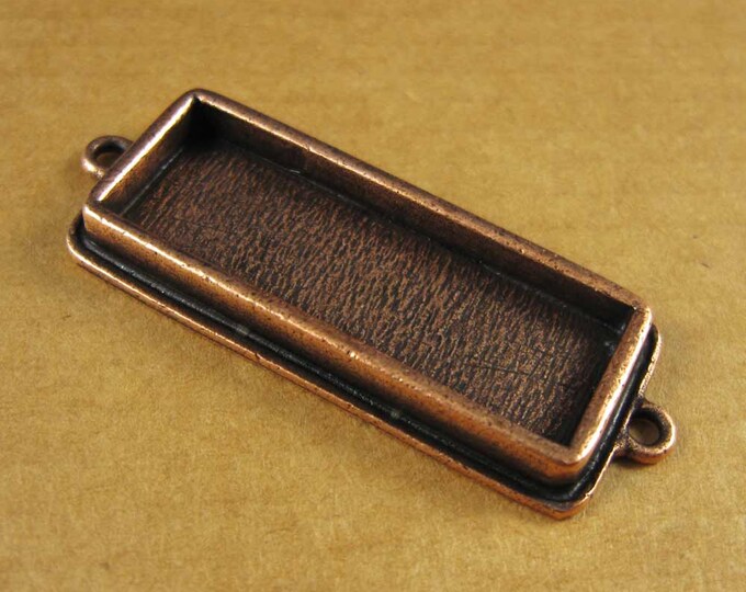 Double Loop Slim Rectangle Bezel Frame Tray in Antiqued Copper Finish ...