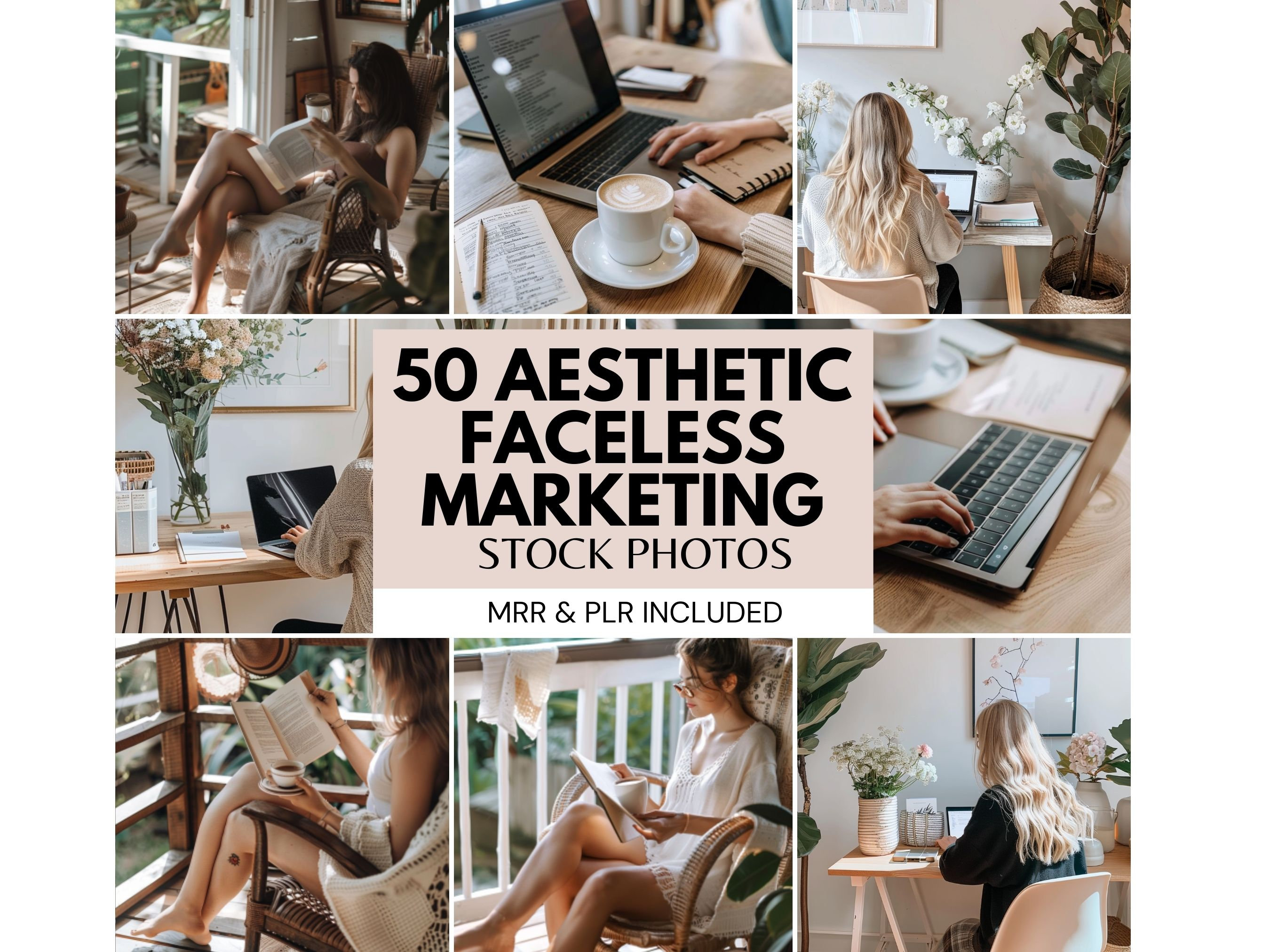 Faceless Digital Marketing Aesthetic Stock Photos Bundle Done for You ...