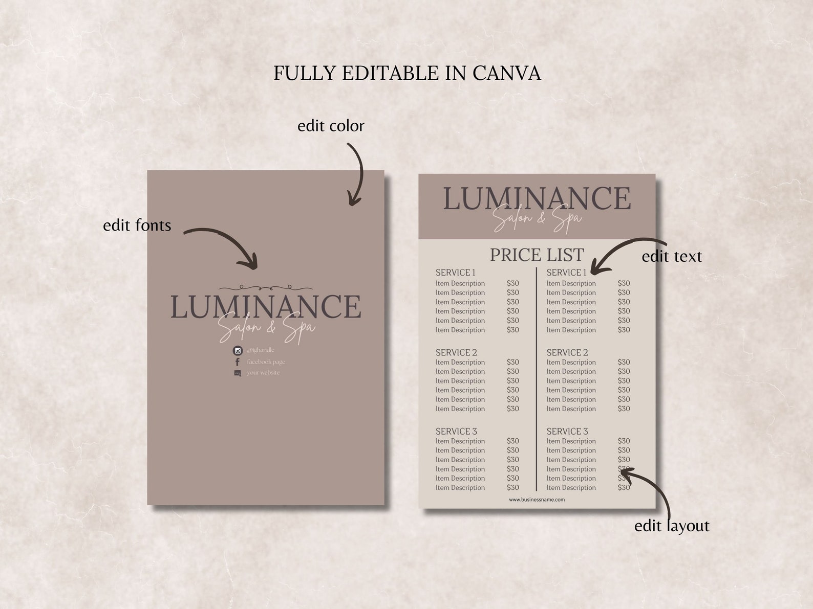 Price List Template Price List Brochure Canva Editable Template ...