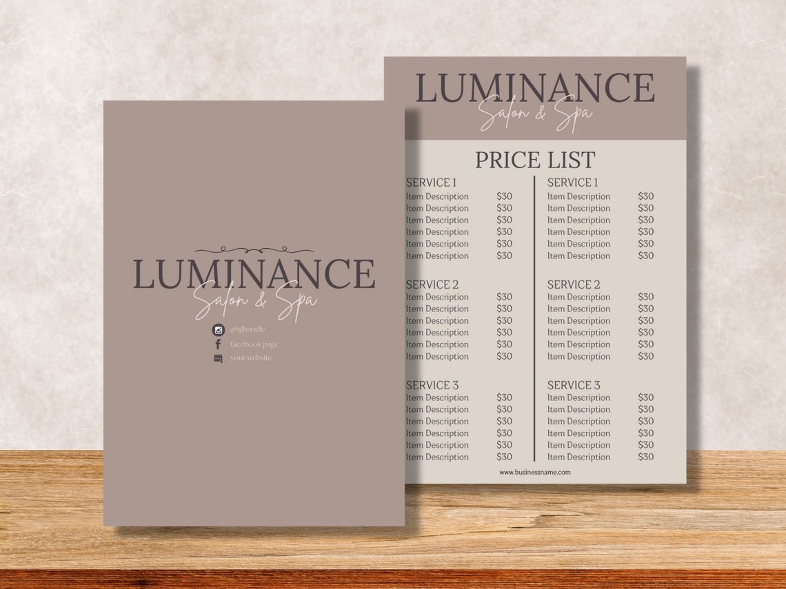 Price List Template Price List Brochure Canva Editable Template ...